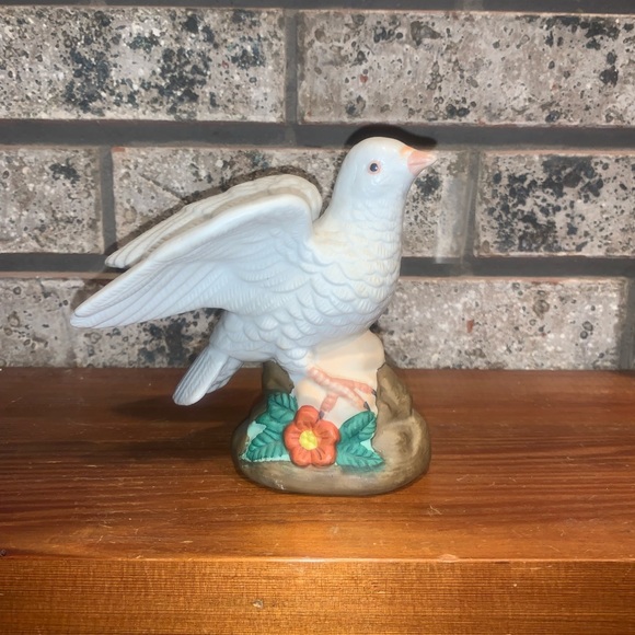 Art | Vintage Ceramic Dove White Bird Figurine Perched On Rock 5 Tall ...
